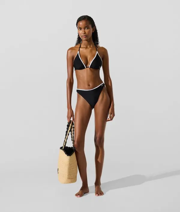 Karl Lagerfeld Scalloped Bikini Bottoms - Black