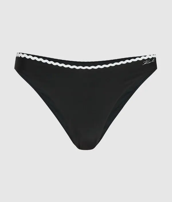 Karl Lagerfeld Scalloped Bikini Bottoms - Black