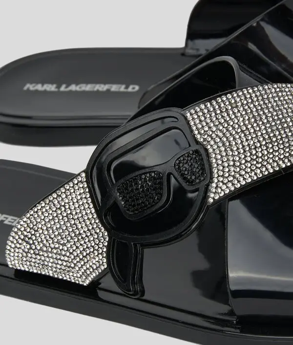 Karl Lagerfeld Ikon Nft Jelly Rhinestone Flat Sandals