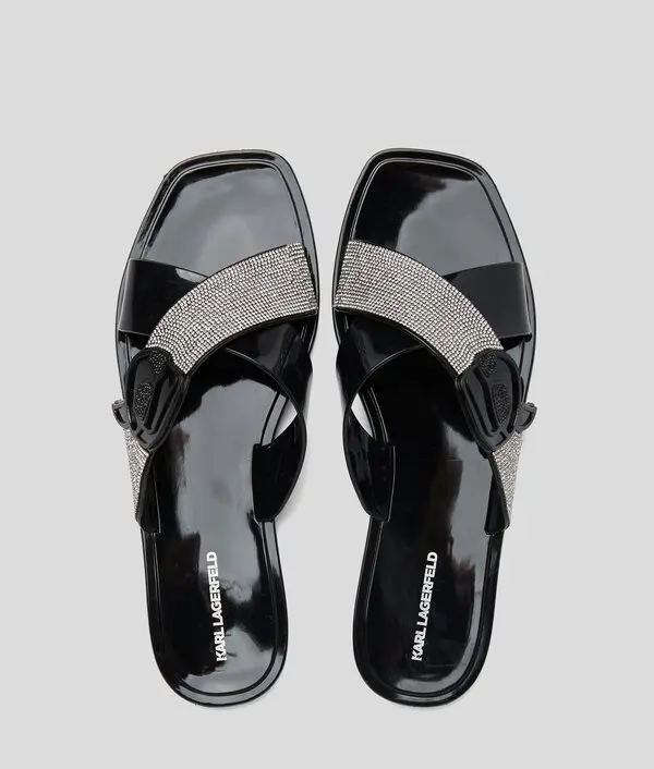 Karl Lagerfeld Ikon Nft Jelly Rhinestone Flat Sandals