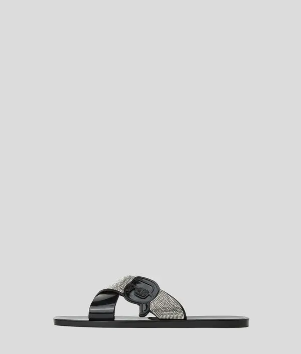 Karl Lagerfeld Ikon Nft Jelly Rhinestone Flat Sandals