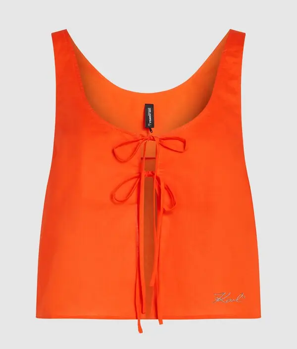 Karl Lagerfeld Sleeveless Tie-front Beach Top - Tango