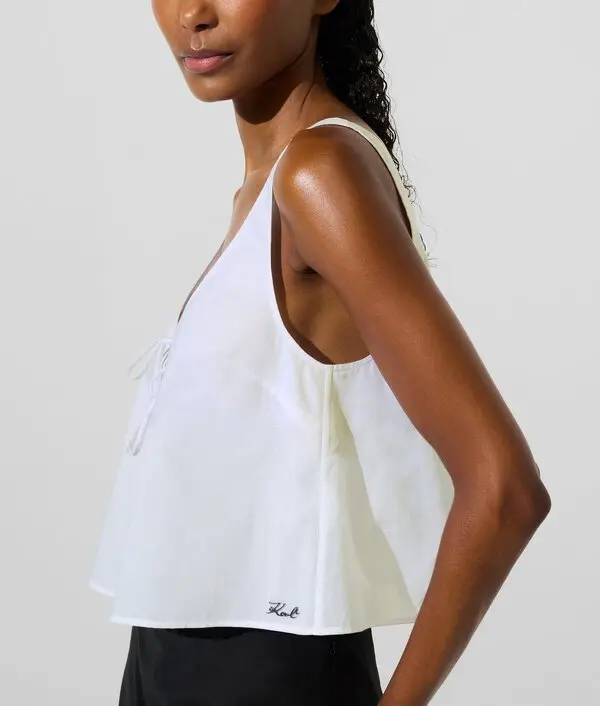Karl Lagerfeld Sleeveless Tie-front Beach Top - White