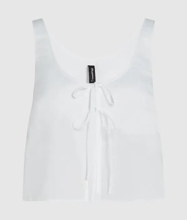 Karl Lagerfeld Sleeveless Tie-front Beach Top - White