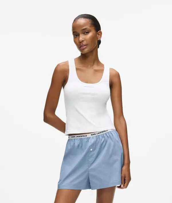 Karl Lagerfeld Tank Top And Shorts Pajama Set - White