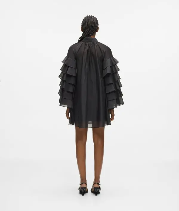 Karl Lagerfeld Ruffled Sleeves Sheer Tencel Dress