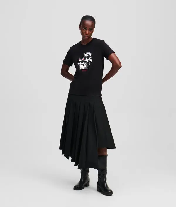 Karl Lagerfeld Ikon Karl & Choupette Organic Cotton T-shirt - Black