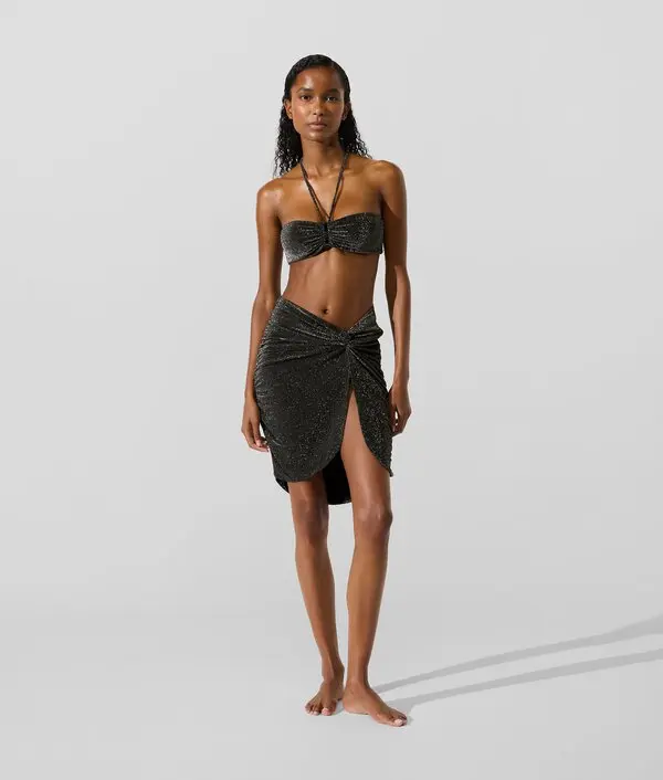Karl Lagerfeld Metallic Draped Beach Skirt - Black