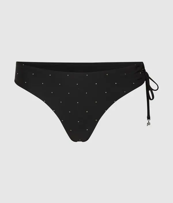 Karl Lagerfeld Ikon Rhinestone Bikini Bottoms - Black