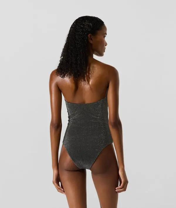 Karl Lagerfeld Metallic Halterneck One-piece Swimsuit