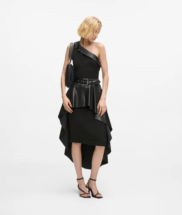 Karl Lagerfeld One-shoulder Asymmetrical Biker Dress