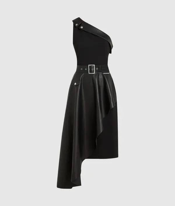 Karl Lagerfeld One-shoulder Asymmetrical Biker Dress