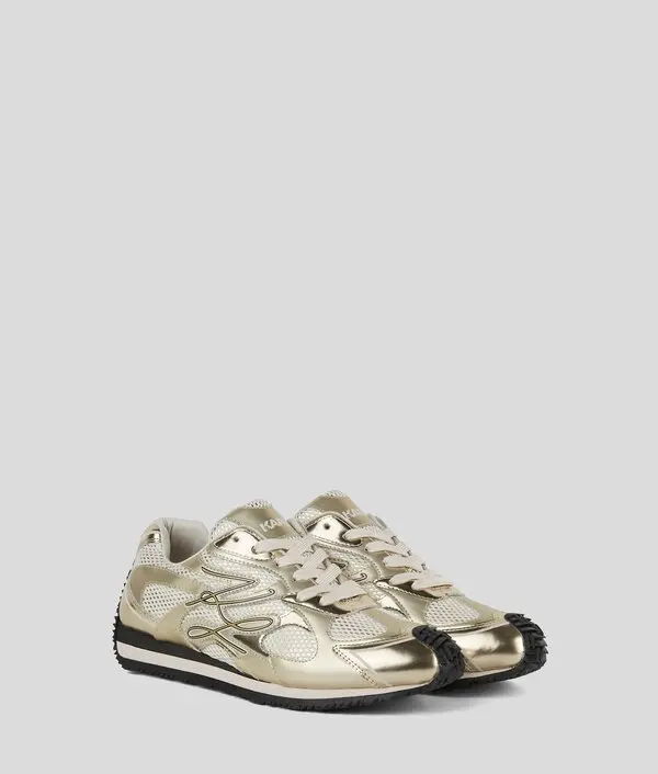 Karl Lagerfeld Velocette Autograph Overlay Sneakers - Gold
