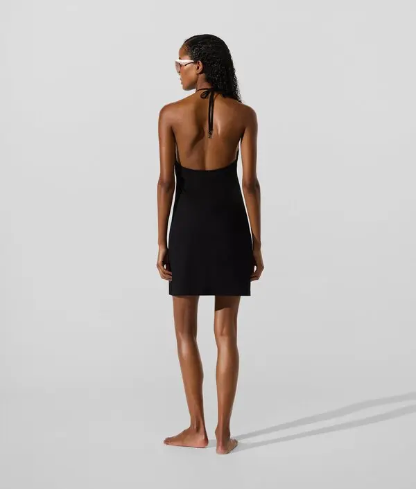 Karl Lagerfeld Halterneck Ikon Rhinestone Beach Mini Dress
