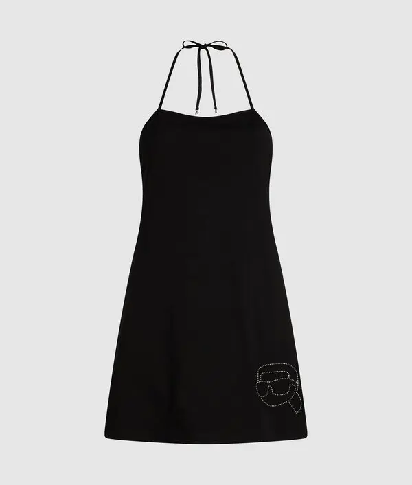 Karl Lagerfeld Halterneck Ikon Rhinestone Beach Mini Dress