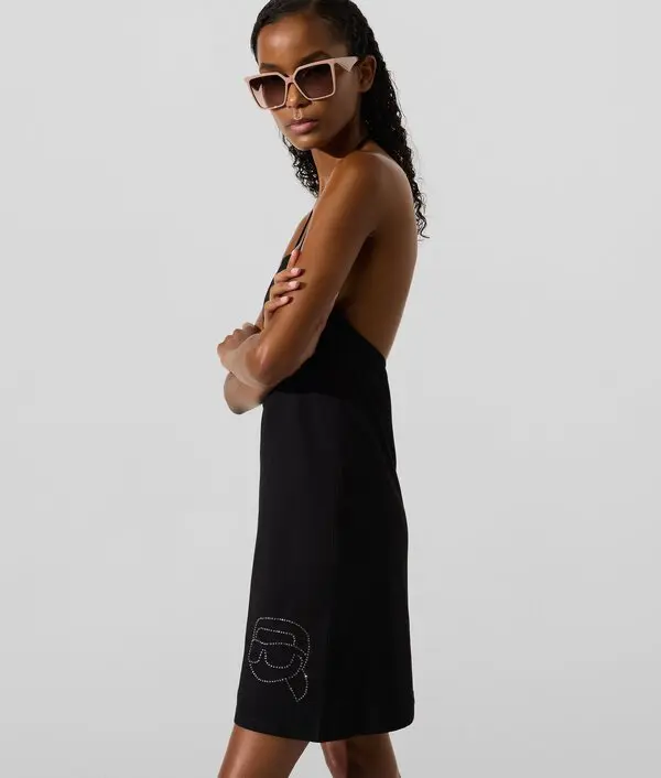 Karl Lagerfeld Halterneck Ikon Rhinestone Beach Mini Dress