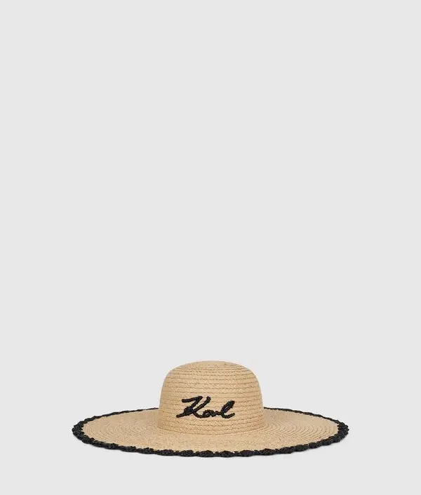 Karl Lagerfeld K/signature Scallop Beach Hat - Natural