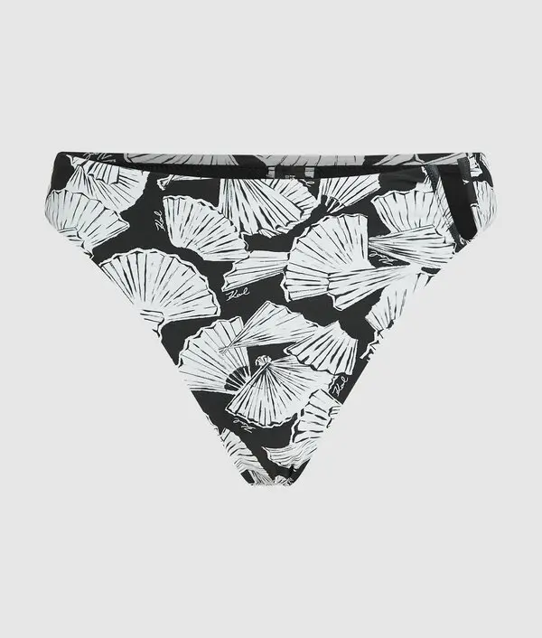 Karl Lagerfeld Fan Print High-leg Bikini Bottoms - Fan-black