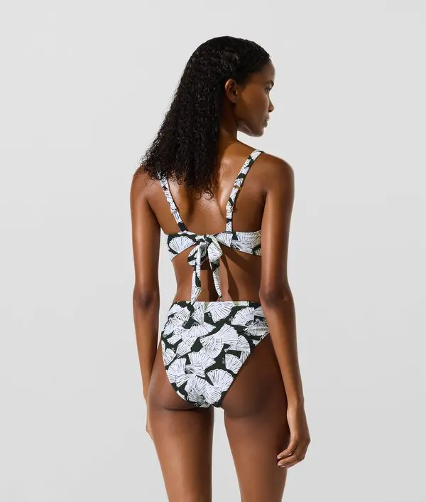 Karl Lagerfeld Fan Print High-leg Bikini Bottoms