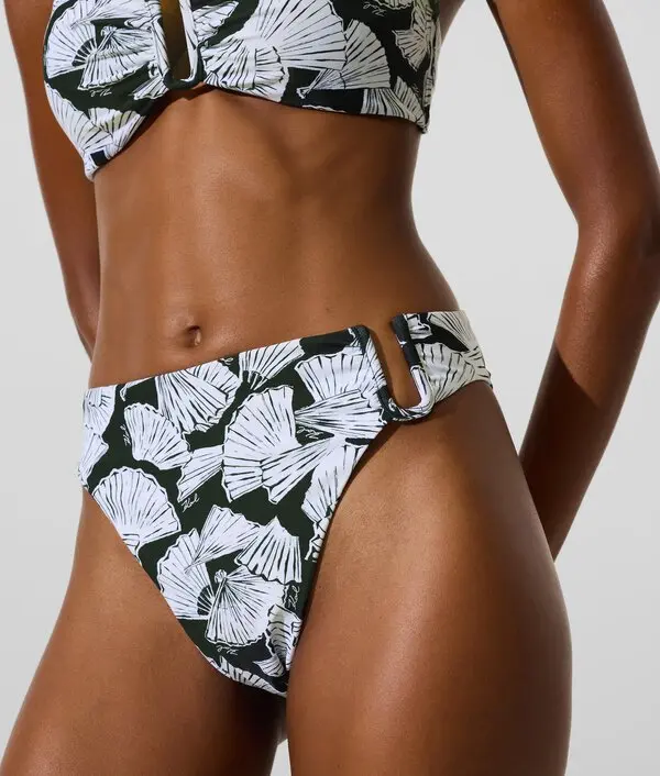 Karl Lagerfeld Fan Print High-leg Bikini Bottoms
