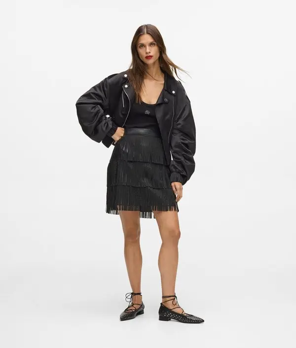 Karl Lagerfeld Fringed Mini Skirt - Black