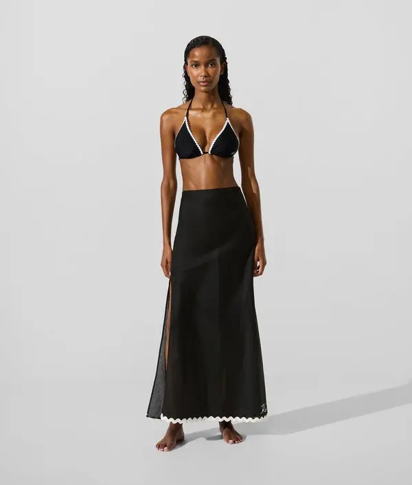 Karl Lagerfeld Maxi Skirt With Scalloped Hem - Black