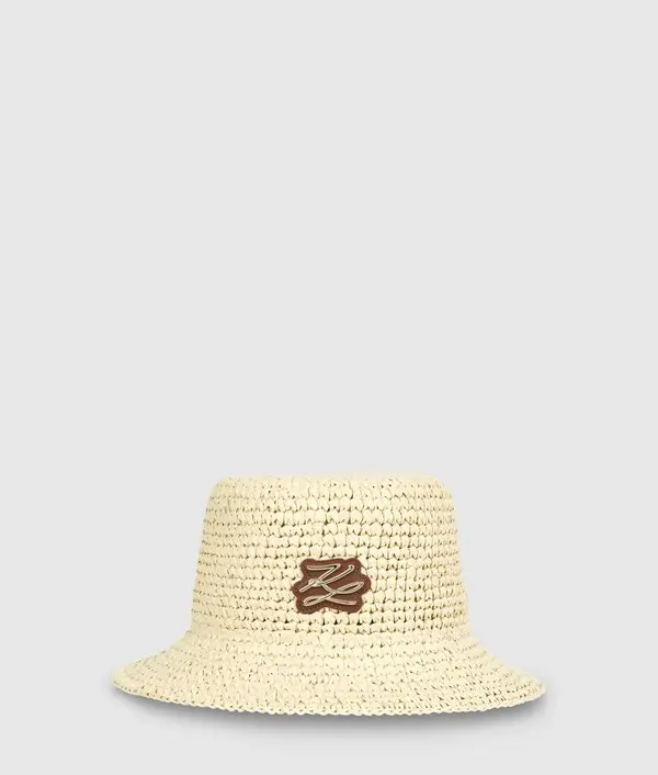 Karl Lagerfeld K/autograph Crochet Bucket Hat - Natural