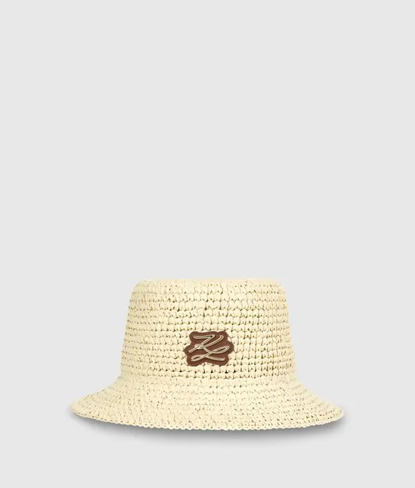 Karl Lagerfeld K/autograph Crochet Bucket Hat - Natural