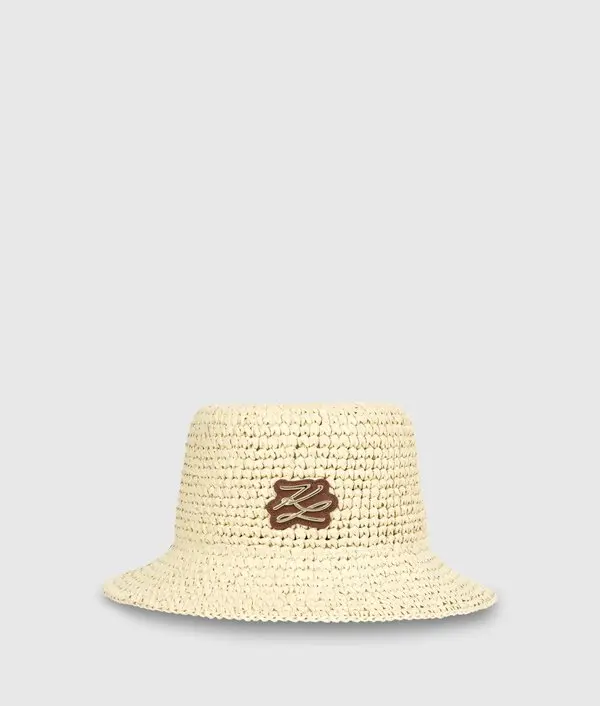 Karl Lagerfeld K/autograph Crochet Bucket Hat - Natural