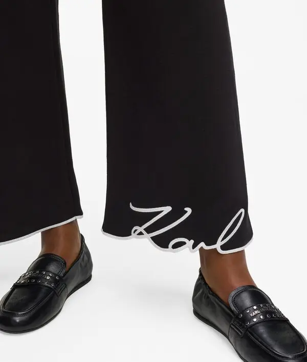 Karl Lagerfeld Signature Hem Relaxed Wide-leg Sweatpants