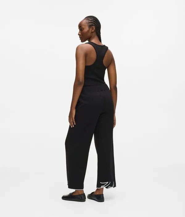 Karl Lagerfeld Signature Hem Relaxed Wide-leg Sweatpants