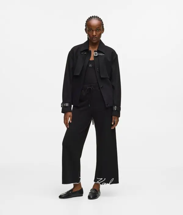 Karl Lagerfeld Signature Hem Relaxed Wide-leg Sweatpants