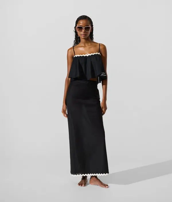 Karl Lagerfeld Scallop Beach Cropped Top - Black