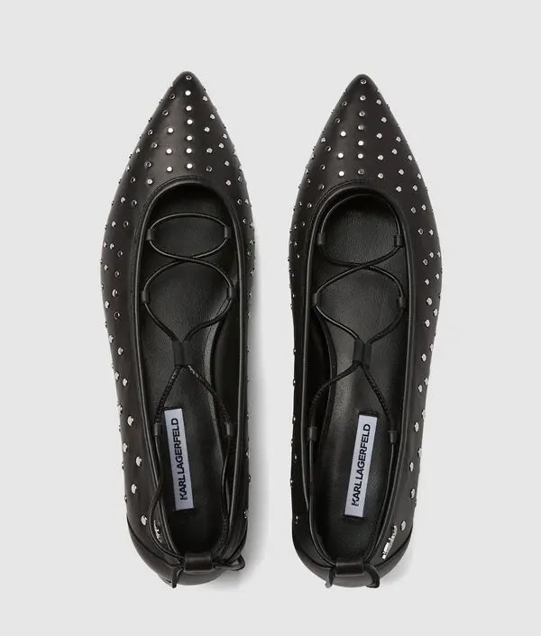 Karl Lagerfeld Kerrie Ballerina Lace Flats With Stud Embellishments