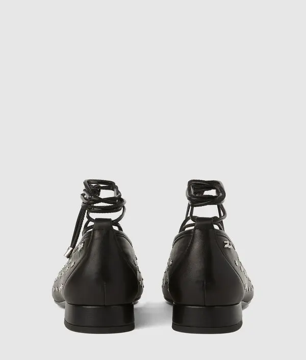 Karl Lagerfeld Kerrie Ballerina Lace Flats With Stud Embellishments
