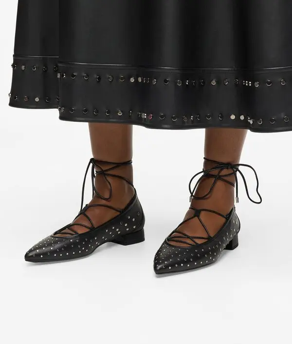 Karl Lagerfeld Kerrie Ballerina Lace Flats With Stud Embellishments