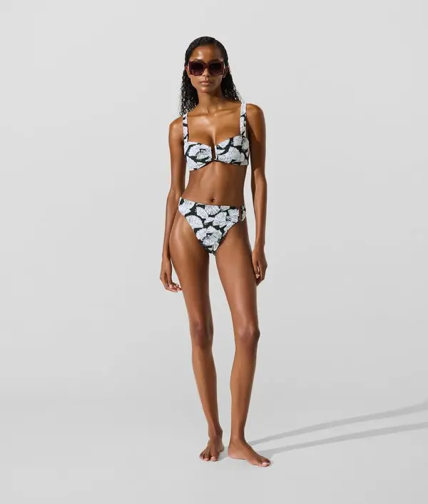 Karl Lagerfeld Fan Print Bikini Top
