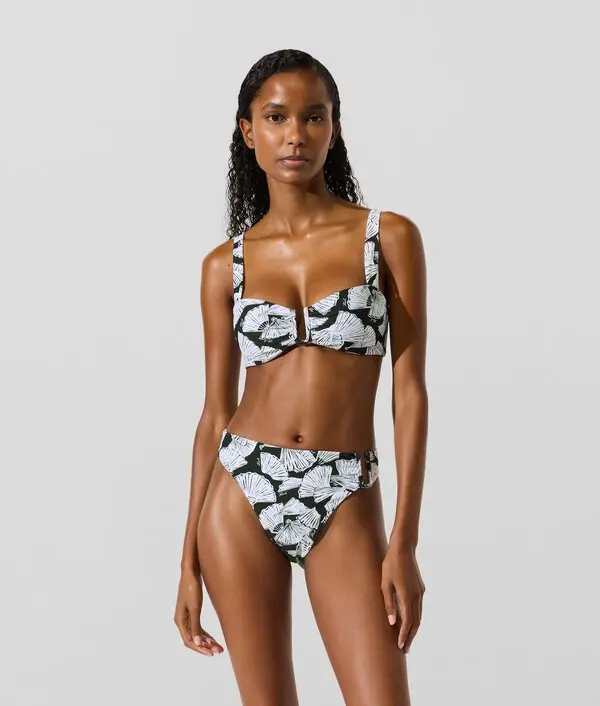 Karl Lagerfeld Fan Print Bikini Top - Fan-black