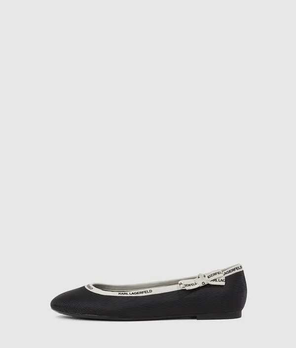 Karl Lagerfeld Ribbon Collar Ballet Flats - Black