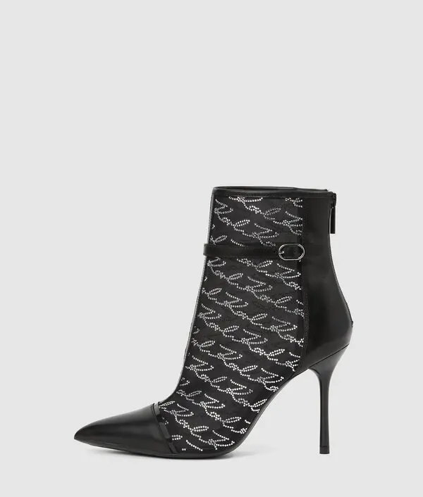 Karl Lagerfeld Signia Sparkle Ankle Boots - Black/silver