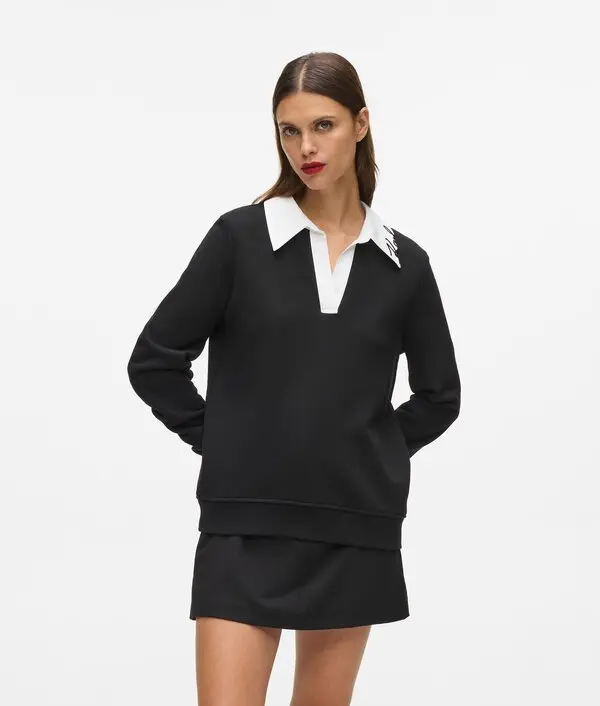 Karl Lagerfeld Signature Collar Sweatshirt - Black