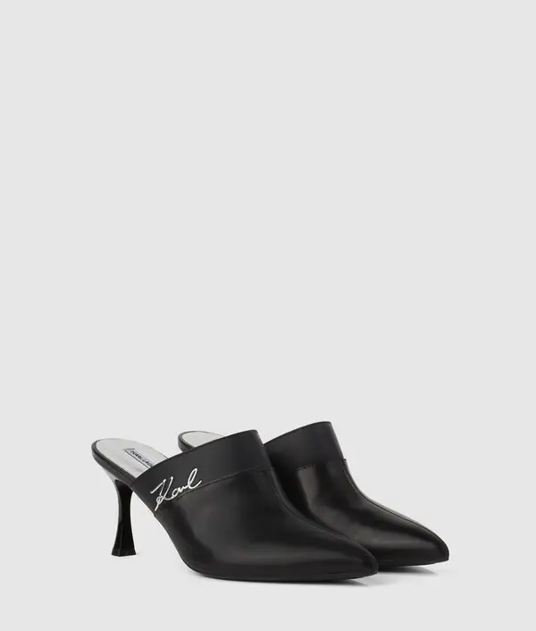 Karl Lagerfeld Sienna Heeled Mules - Black/silver