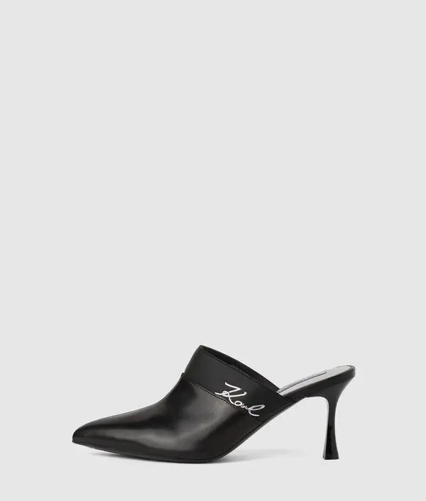 Karl Lagerfeld Sienna Heeled Mules - Black/silver