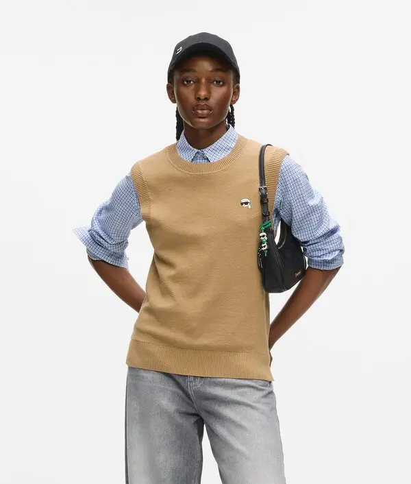 Karl Lagerfeld Ikon Vest In Organic Cotton - Nougat