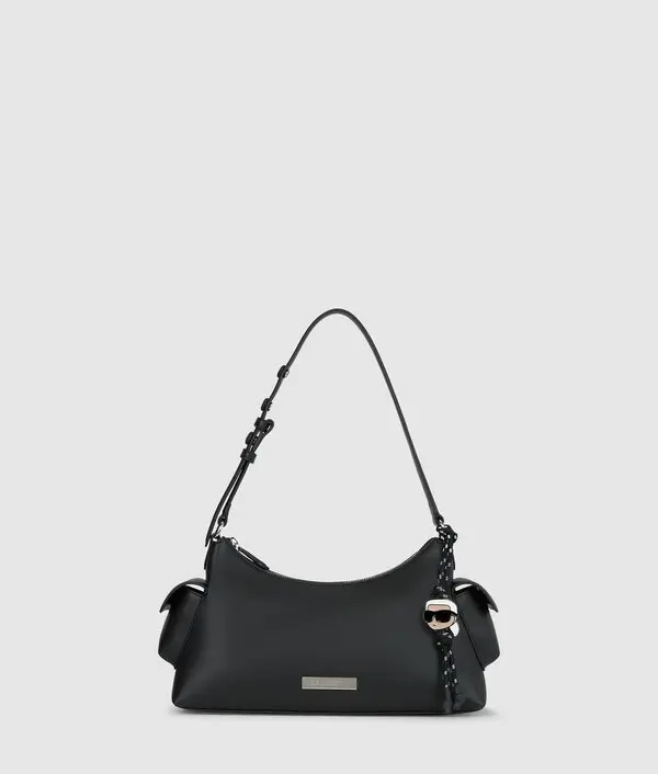 Karl Lagerfeld Ikon Smooth Cargo Shoulder Bag - Black
