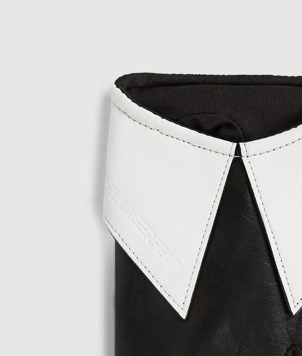 Karl Lagerfeld Leather Fingerless Gloves With Contrast Collar Detail