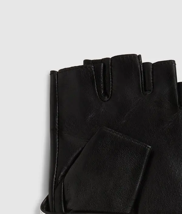 Karl Lagerfeld Leather Fingerless Gloves With Contrast Collar Detail