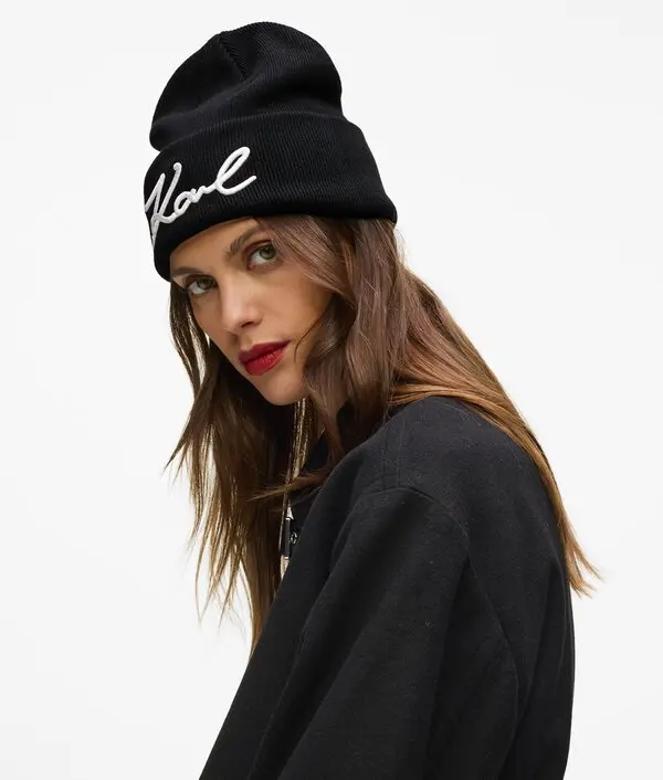 Karl Lagerfeld K/signature Rib-knit Beanie