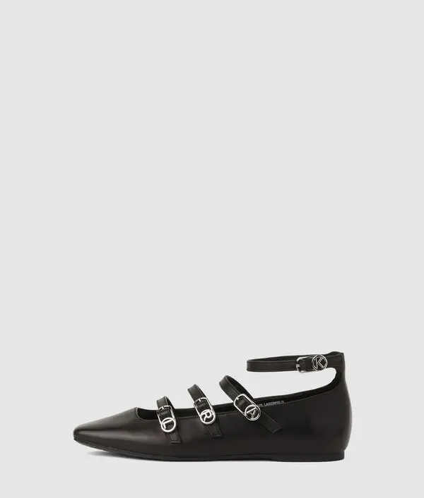 Karl Lagerfeld Konnie Four-strap Flats - Black/silver