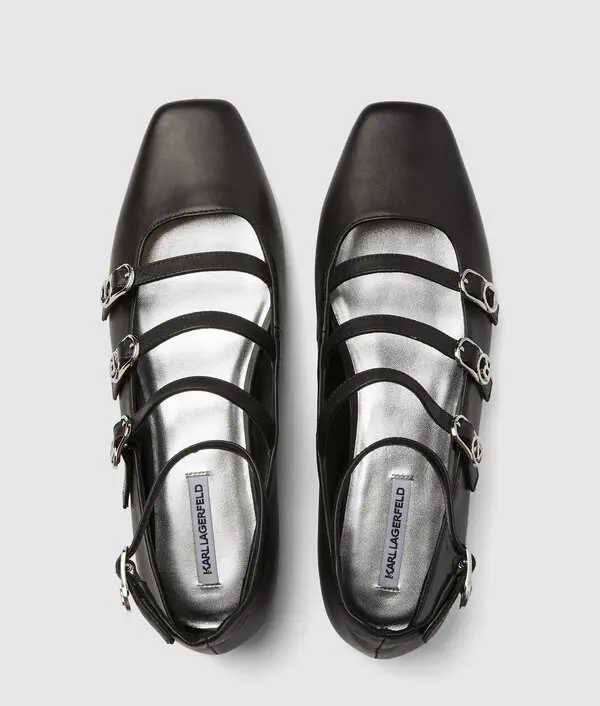 Karl Lagerfeld Konnie Four-strap Flats - Black/silver